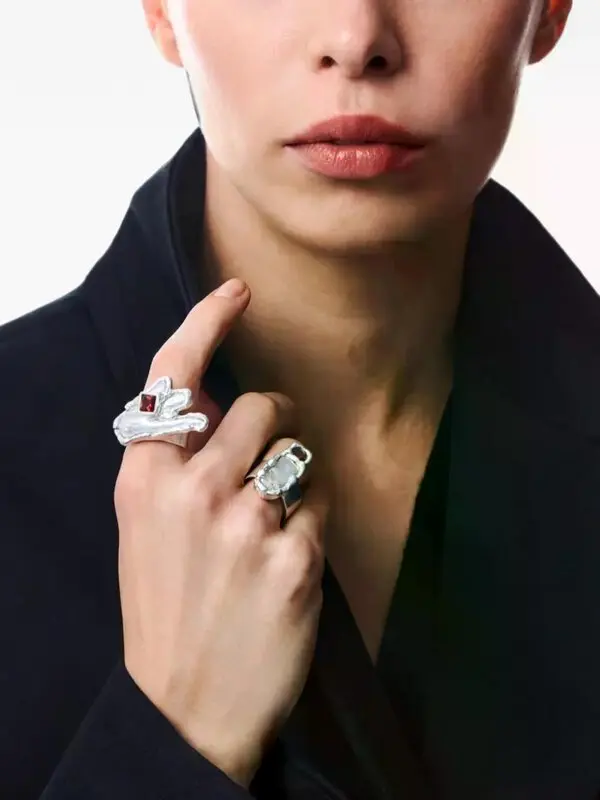 POISONED HEARTS Hand-motif Wide-band Ring