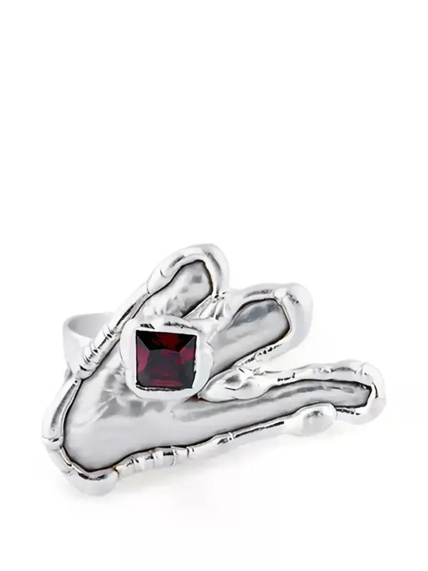 POISONED HEARTS Hand-motif Wide-band Ring