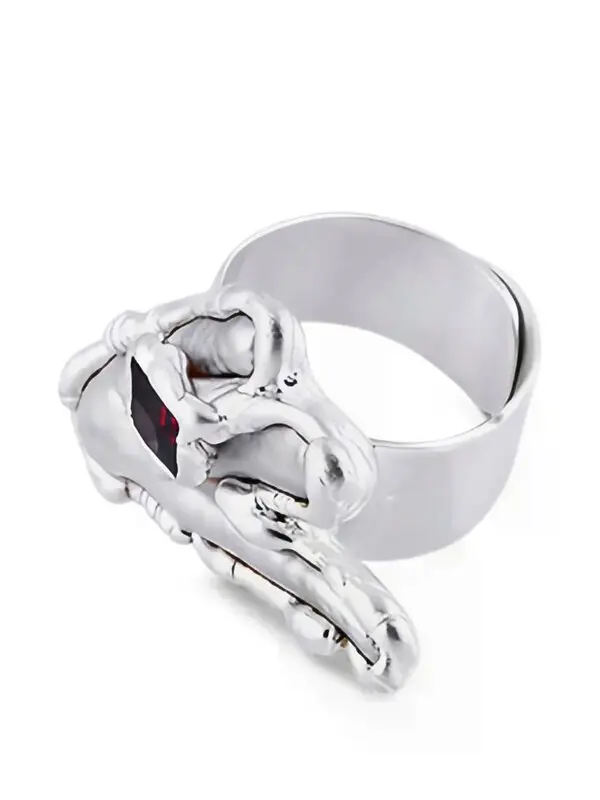 POISONED HEARTS Hand-motif Wide-band Ring