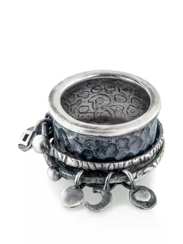 POISONED HEARTS Hammered Pendant-detail Rings