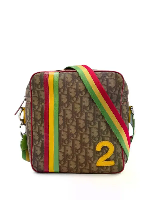 Dior 2004 Diorissimo Trotter Coated Canvas Rasta Crossbody Bag - Brown
