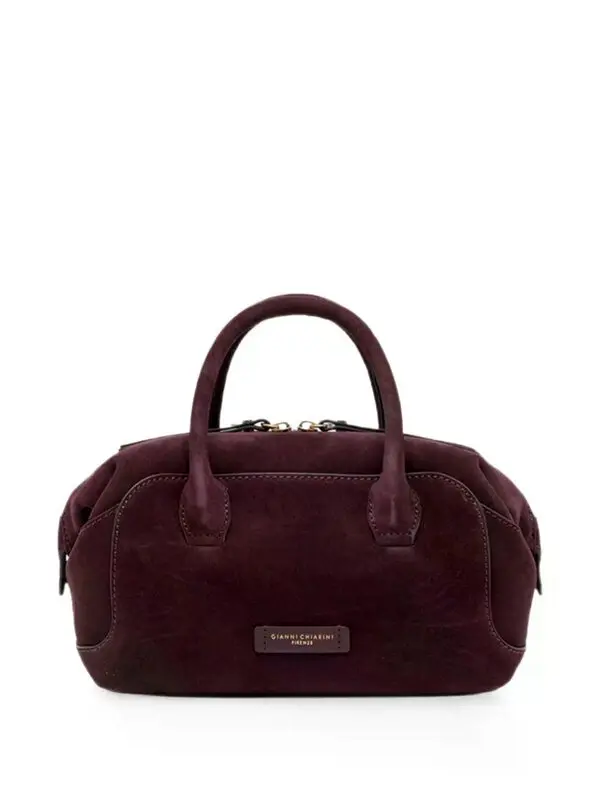 GIANNI CHIARINI Medium Gemma Logo-plaque Suede Satchel Bag