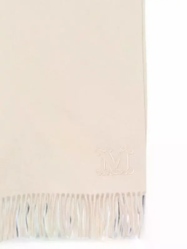 Max Mara Embroidered-logo Fringed Scarf