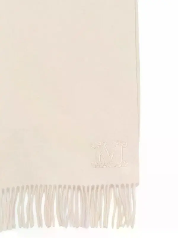 Max Mara Embroidered-logo Fringed Scarf