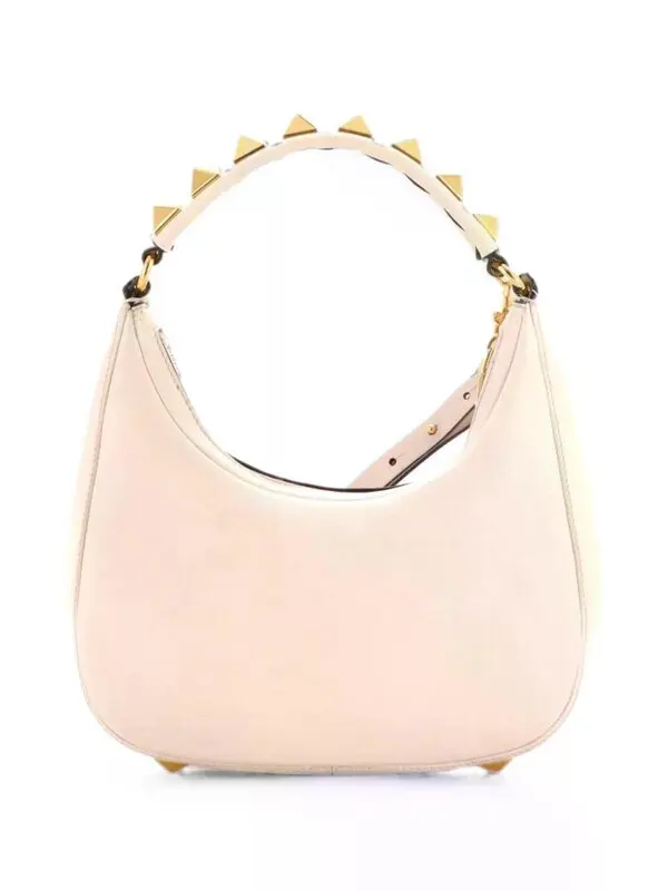 Valentino Garavani Stud Sign Zip Leather Hobo Bag - Neutrals