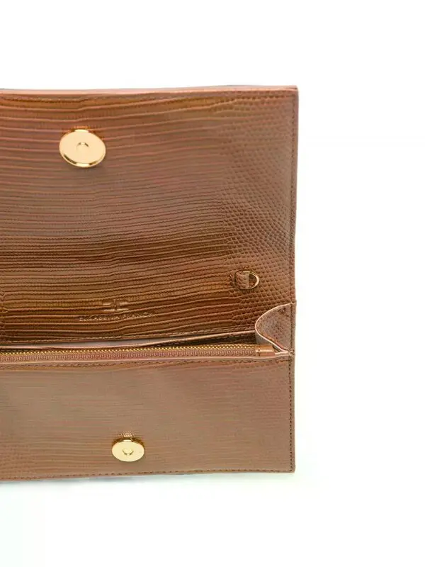 Elisabetta Franchi Reptile-effect Logo-plaque Clutch Bag