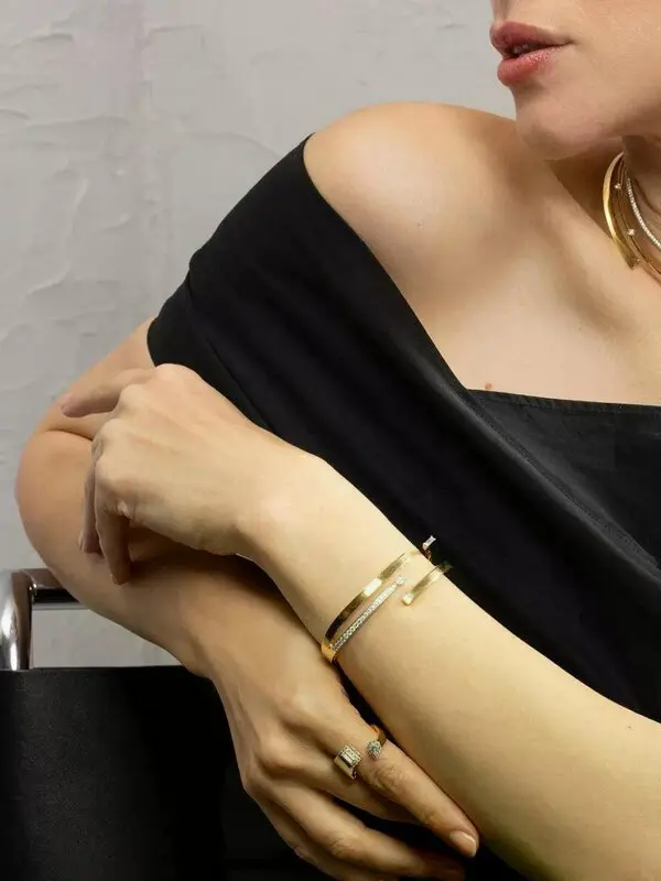 Yeprem Diamond Four Line Open Bracelet In 18k Yellow - Gold