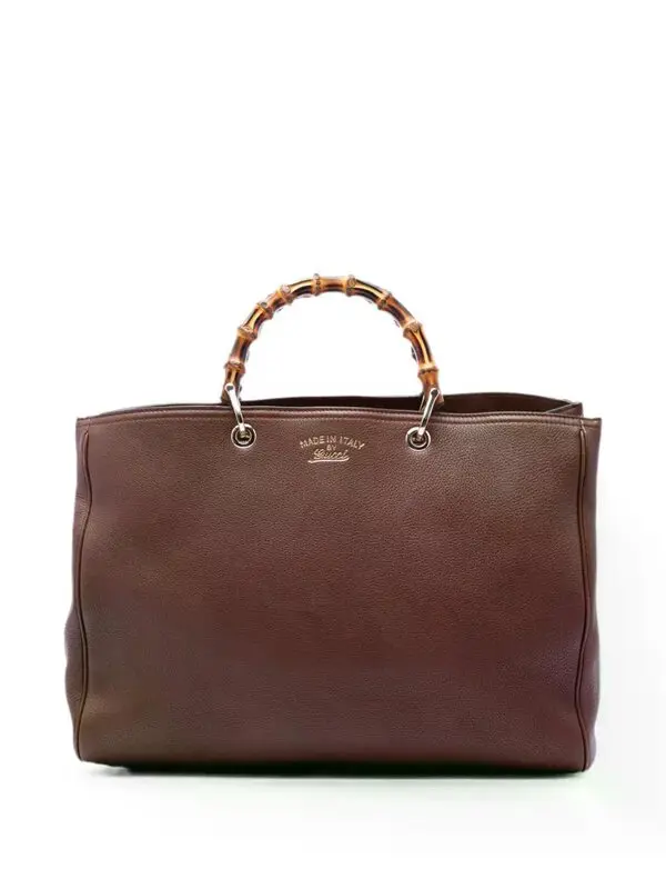 Gucci 2016-2026 Large Calfskin Bamboo Shopper Satchel - Brown