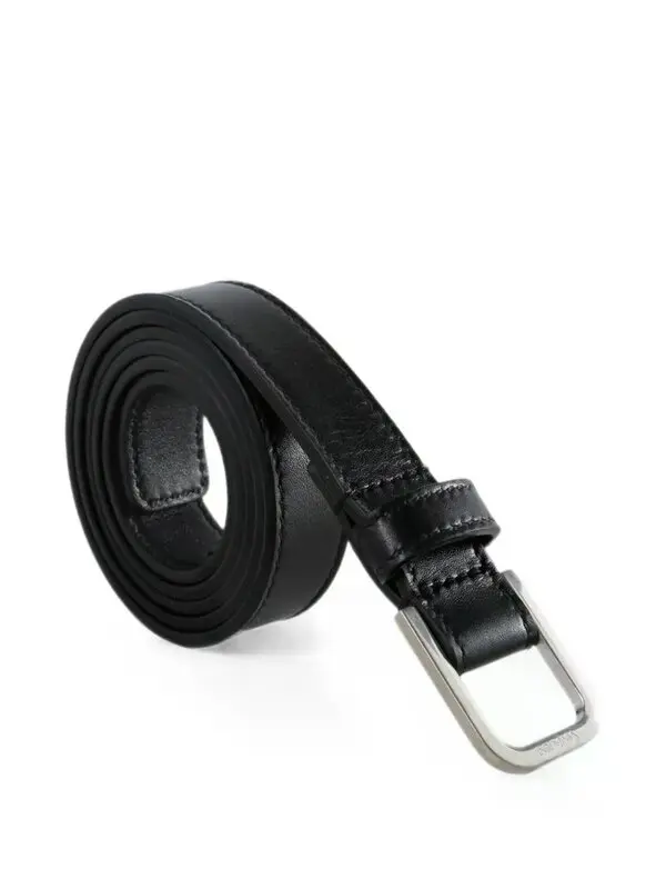 Saint Laurent Minimal Thin Belt In Smooth Leather - Black