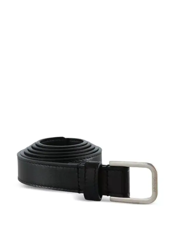 Saint Laurent Minimal Leather Belt With Engraved Logo Buckle - Black