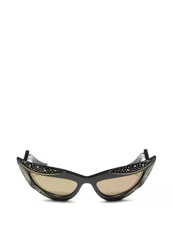 Valentino Garavani Rhinestone-embellished Vlogo Signature Sunglasses - Black