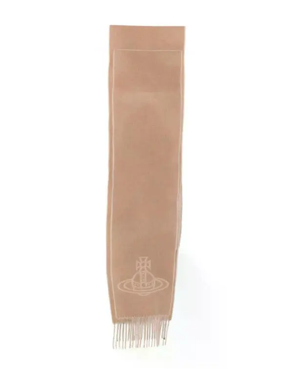 VIVIENNE WESTWOOD Orb-motif Fringed Scarf - Neutrals