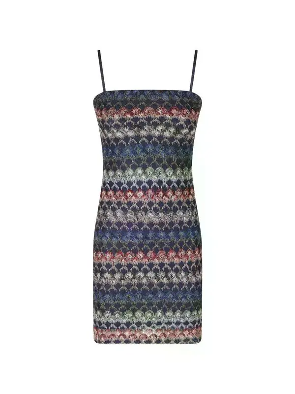Missoni Chevron-knit Spaghetti-strap Mini Dress - Blue