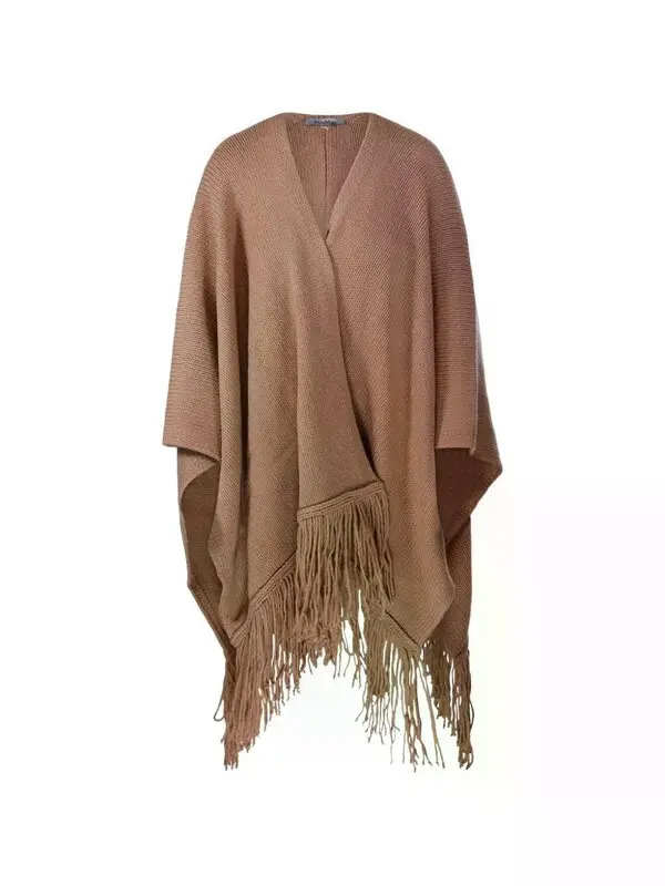 Max Mara Fringed-edge Cape - Brown