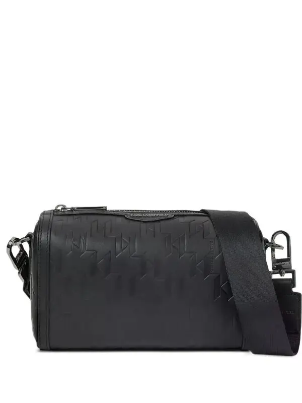 Karl Lagerfeld Mini K/loom Leather Barrel Bag - Black