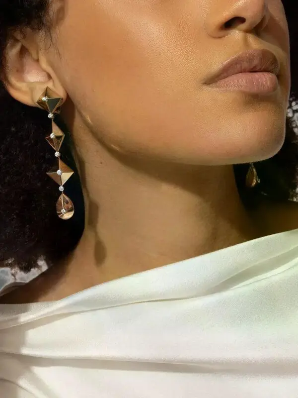ALETTO BROTHERS Piramide Linea Diamond Drop Earrings - Gold