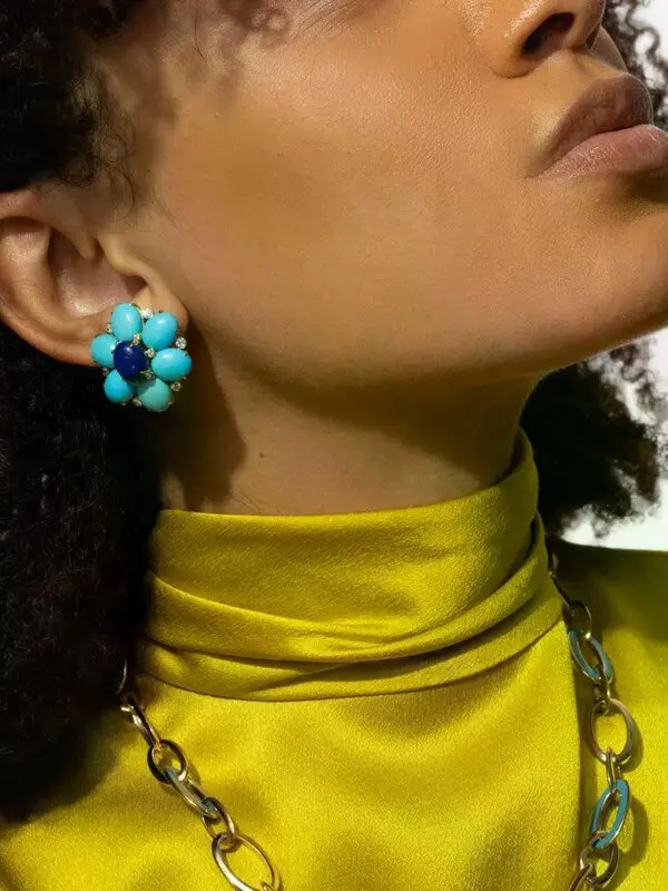 ALETTO BROTHERS Fioretta Turquoise And Lapis Earrings - Gold