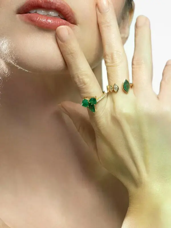 Shay Emerald And Diamond Cluster Ring
