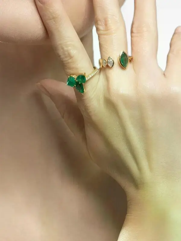 Shay Emerald And Diamond Cluster Ring In 18k Yellow
