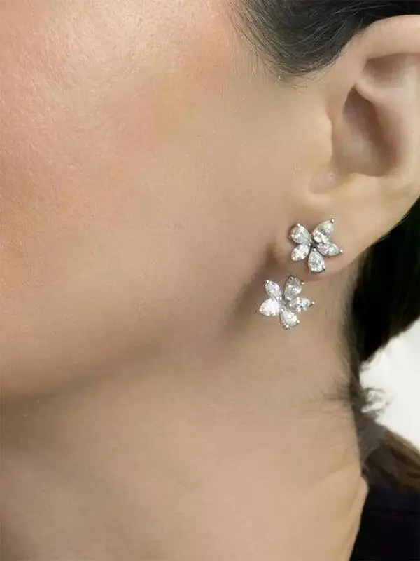 ZYDO Diamond Double Flower Earrings