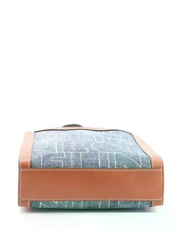 Celine Vertical Cabas Printed Denim With Leather Mini Tote Bag