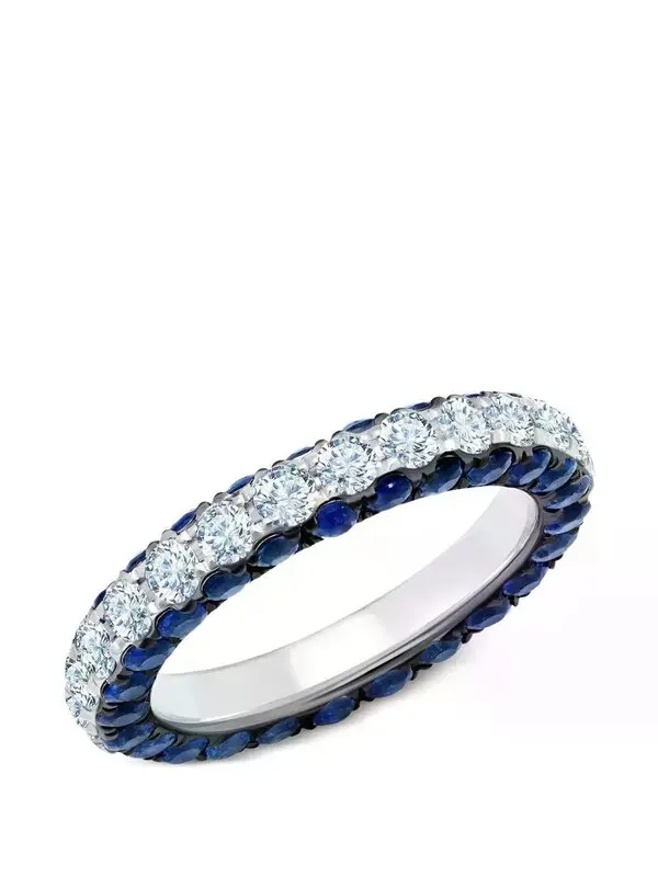 GRAZIELA Sapphire And Diamond Band Ring - Silver