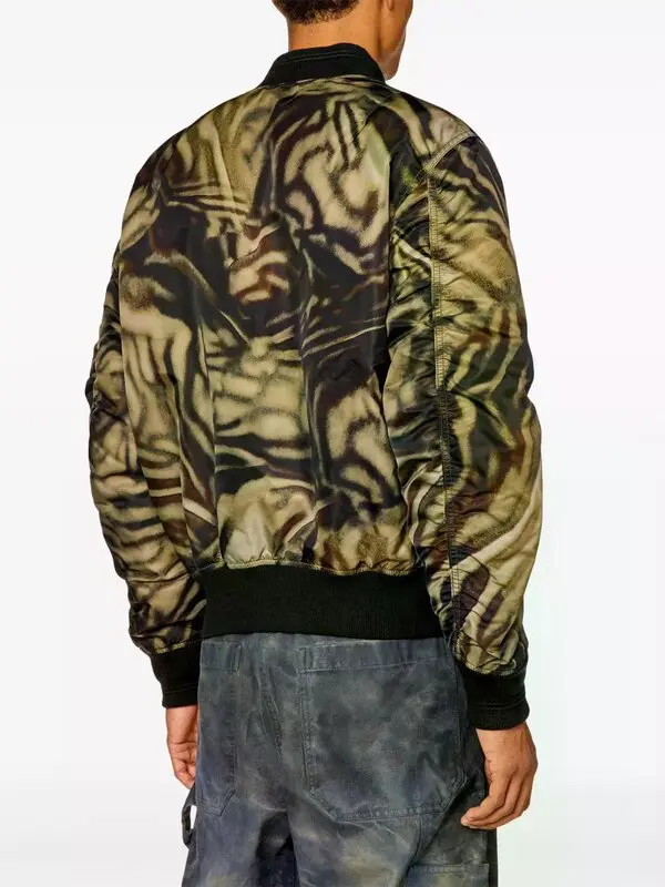 DIESEL® Abstract Print Bomber Jacket - Black