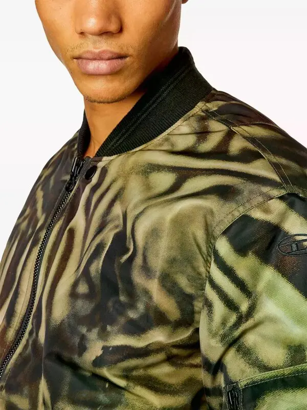 DIESEL® Abstract Print Bomber Jacket - Black