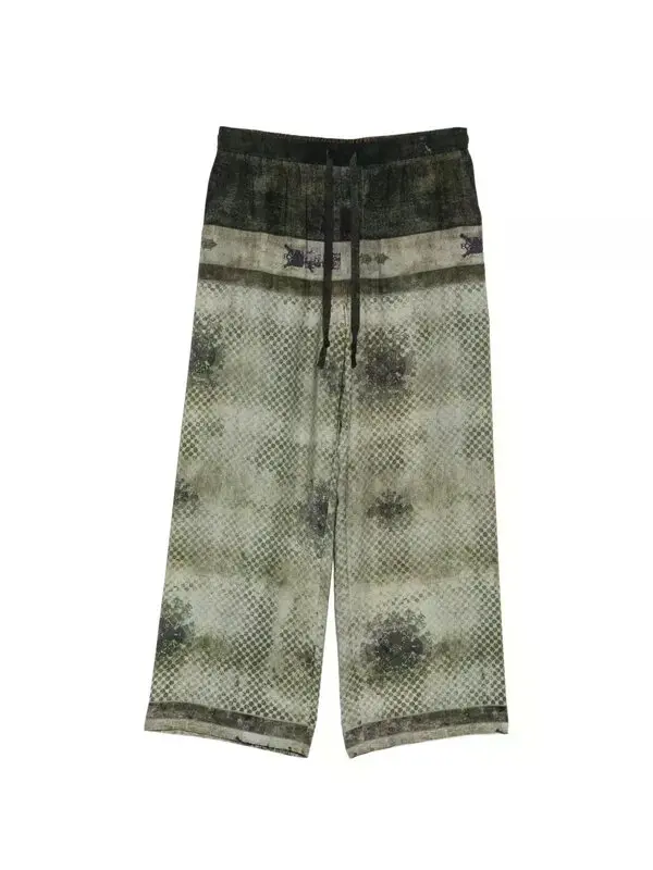 ZIGGY CHEN Patterned Drawstring Trousers - Green
