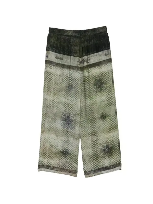 ZIGGY CHEN Patterned Drawstring Trousers - Green
