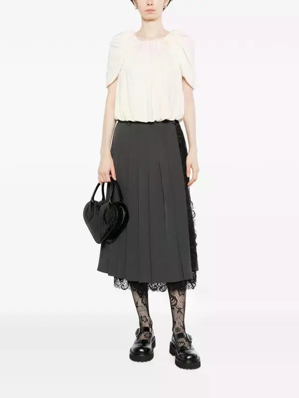 FETICO Gathered Short-sleeve Blouse In Ecru - Grey