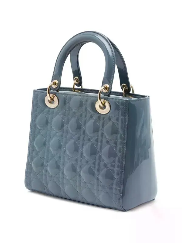 Dior Patent Cannage Lady Satchel - Blue