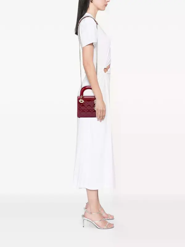 Dior Mini Patent Cannage Lady Satchel - Red