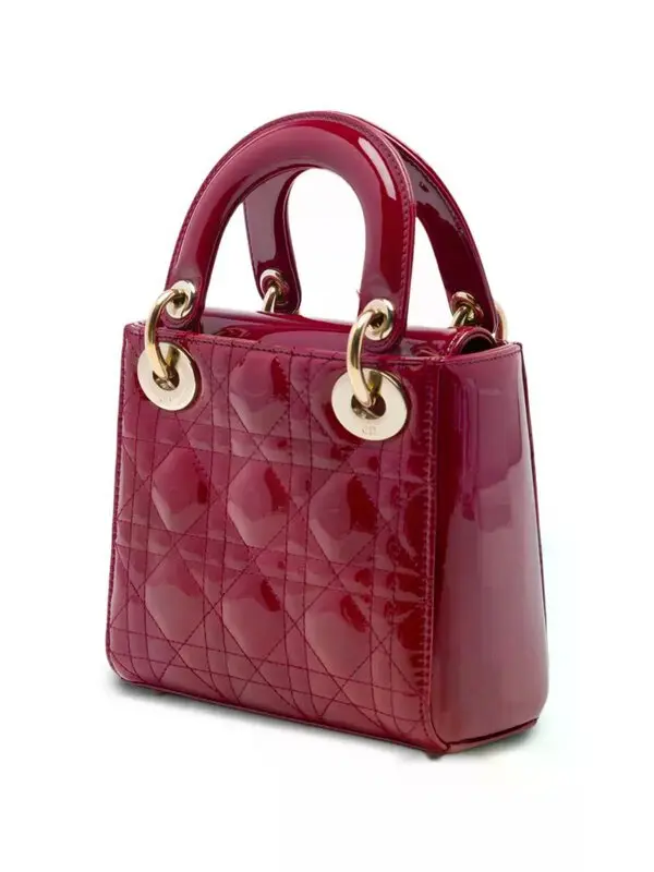 Dior Mini Patent Cannage Lady Satchel - Red