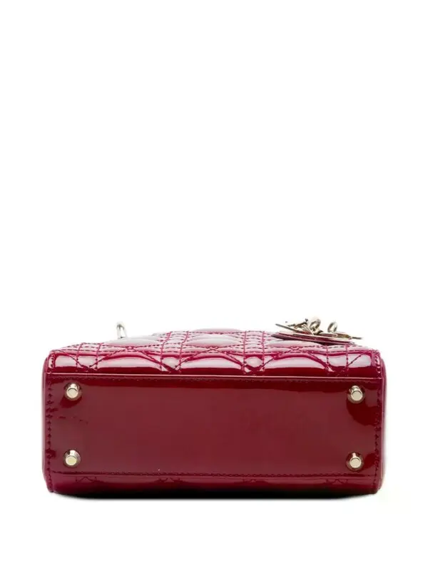 Dior Mini Patent Cannage Lady Satchel - Red