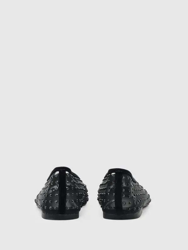 REISS Mesh Embellished Ballet Flats