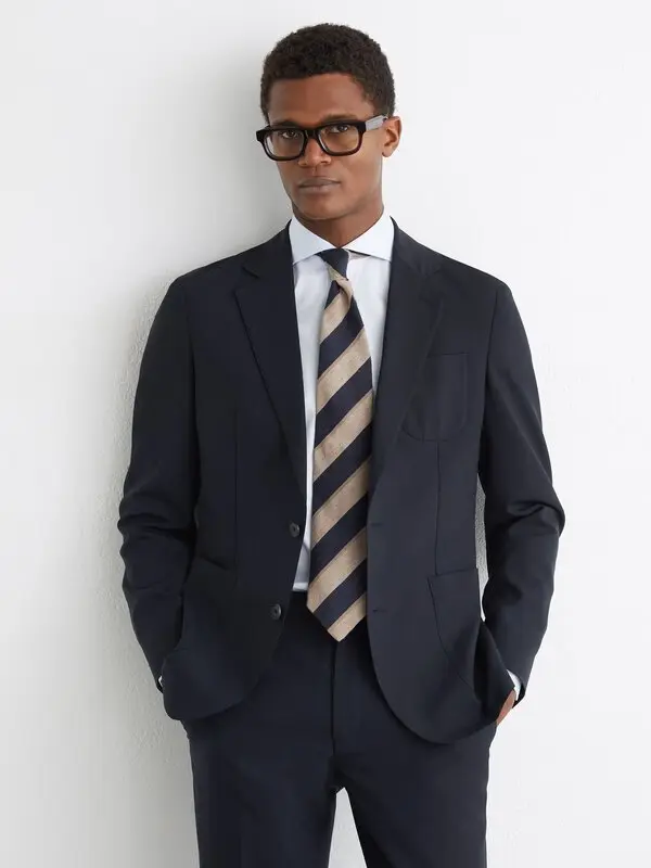 REISS Tailored Fit Wool Single-breasted Travel Suit Blazer