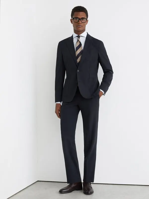 REISS Tailored Fit Wool Single-breasted Travel Suit Blazer