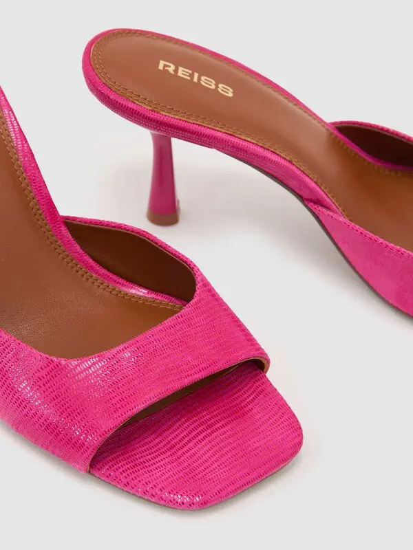 REISS Textured Open-toe Heeled Mules