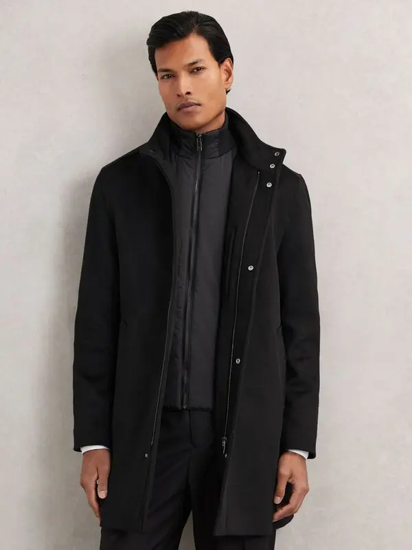 REISS Wool-blend Gilet-insert Coat