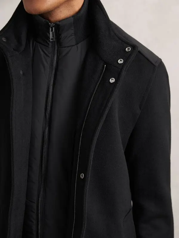 REISS Wool-blend Gilet-insert Coat