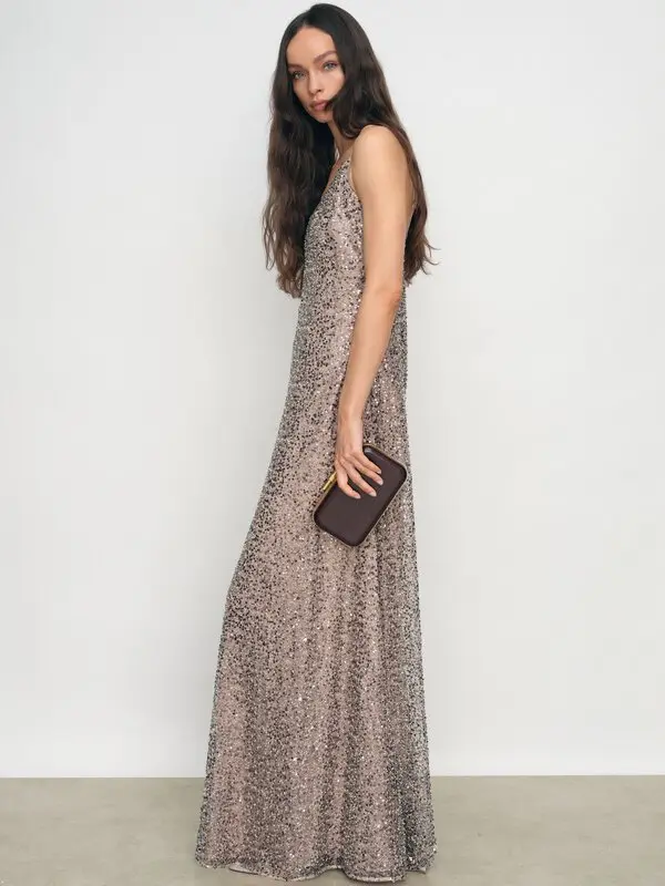REISS Sequin Maxi Slip Dress