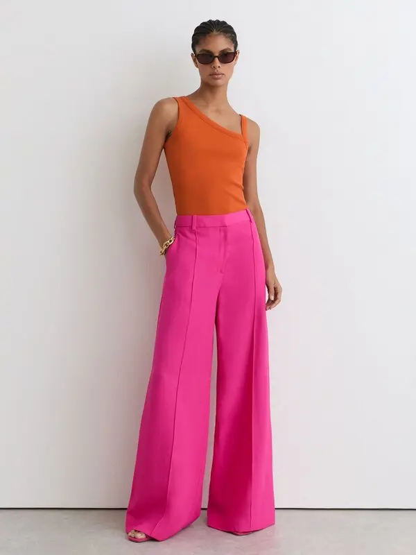 REISS Stretch-cotton Asymmetric-neck Vest
