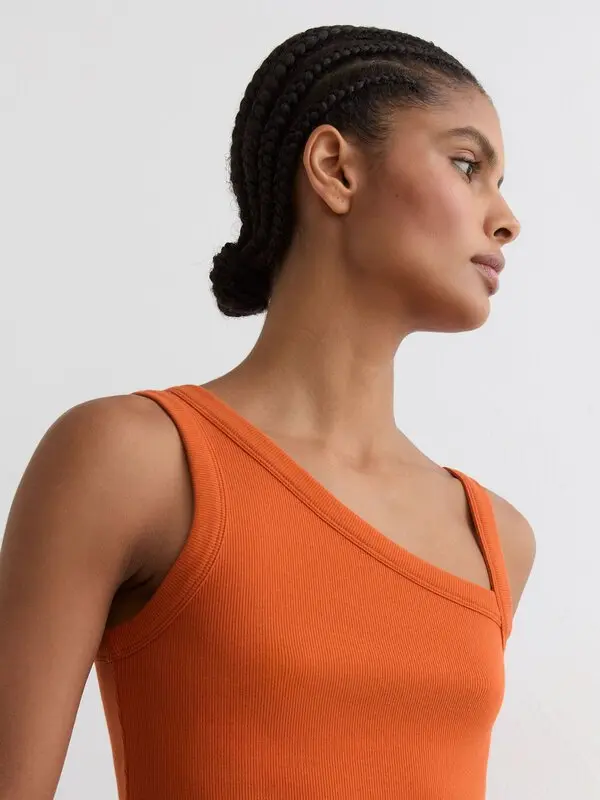 REISS Stretch-cotton Asymmetric-neck Vest