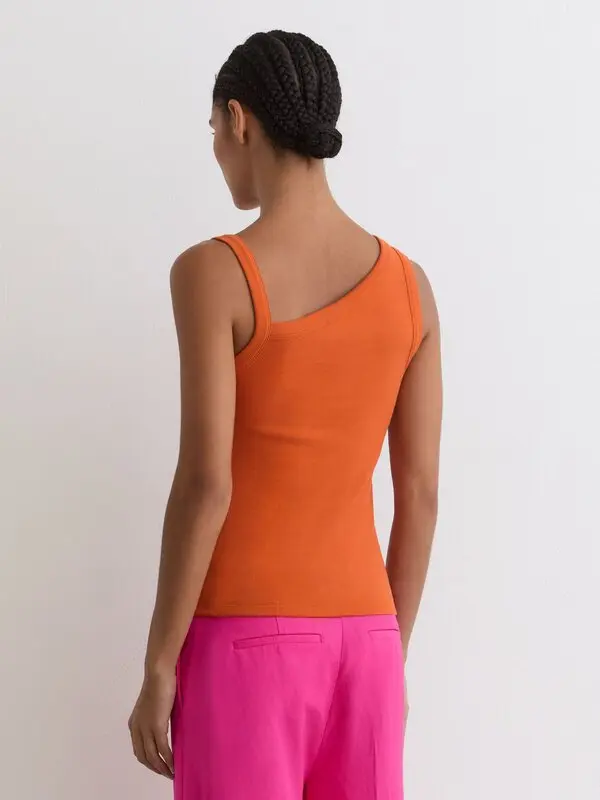 REISS Stretch-cotton Asymmetric-neck Vest