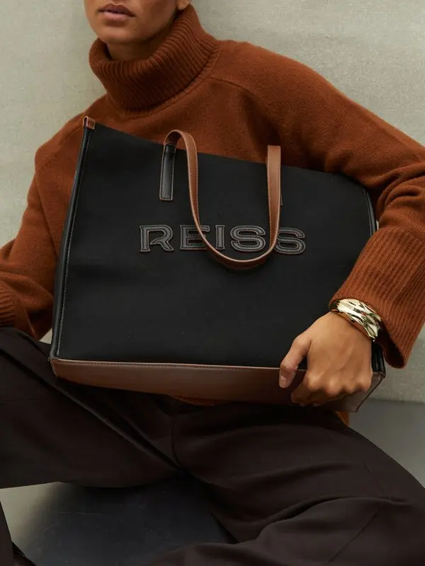 REISS Canvas Logo Tote Bag