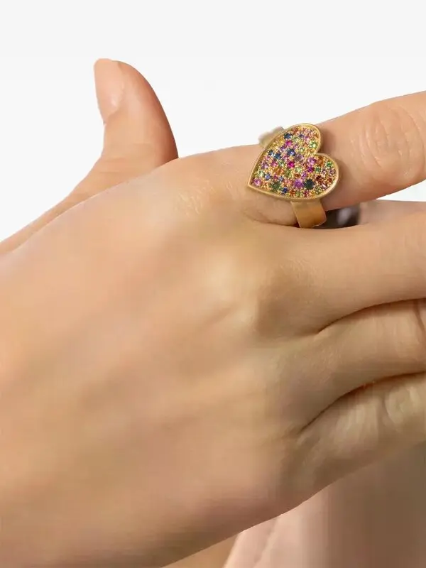 LEIGH MAXWELL 18k Yellow Heart-shaped Multi-stone Ring - Gold