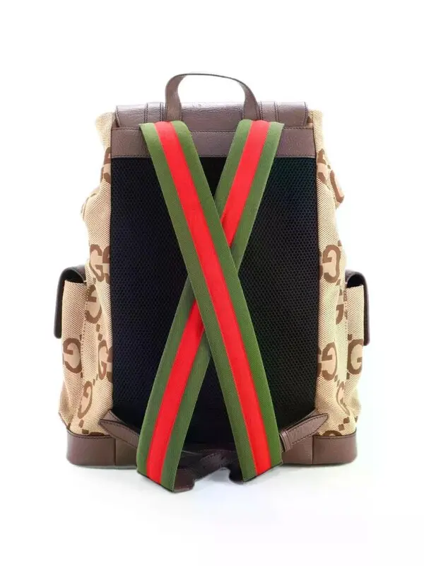 Gucci Jumbo Gg Canvas And Leather Double Pocket Belt Backpack