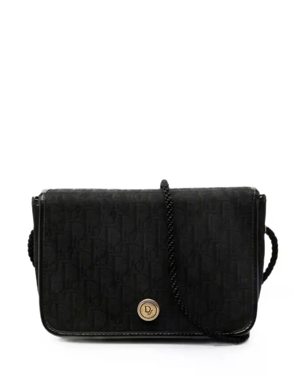 Dior 20th Century Diorissimo Trotter Canvas Flap Crossbody Bag - Black