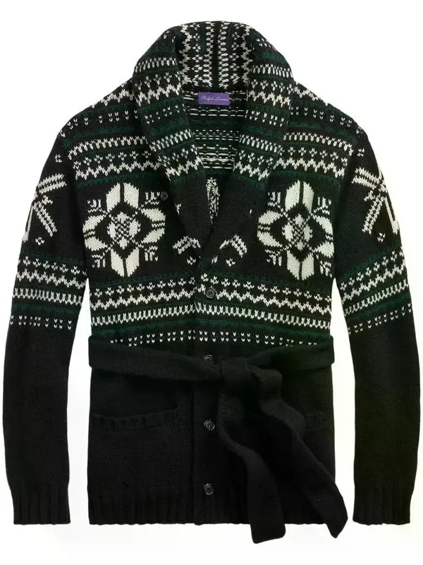 Ralph Lauren Purple Label Intarsia-knit Cardigan - Black